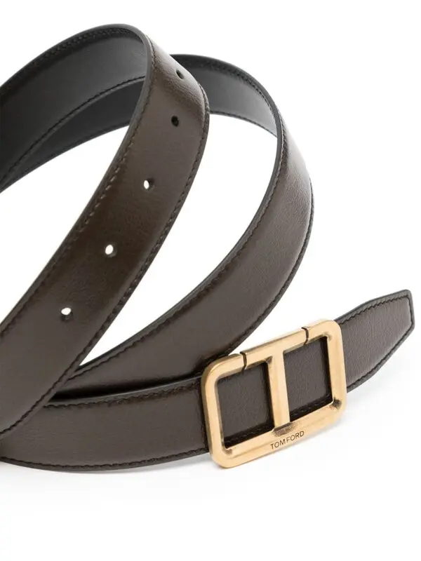 TOM FORD T-buckle Leather Belt - Brown