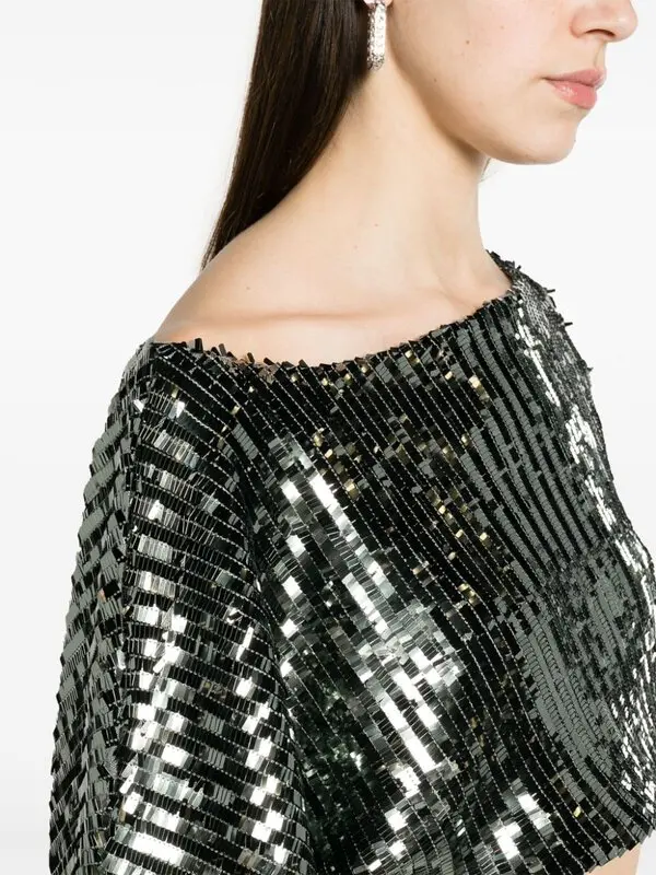 TALLER MARMO Sequinned Asymmetric Top - Silver