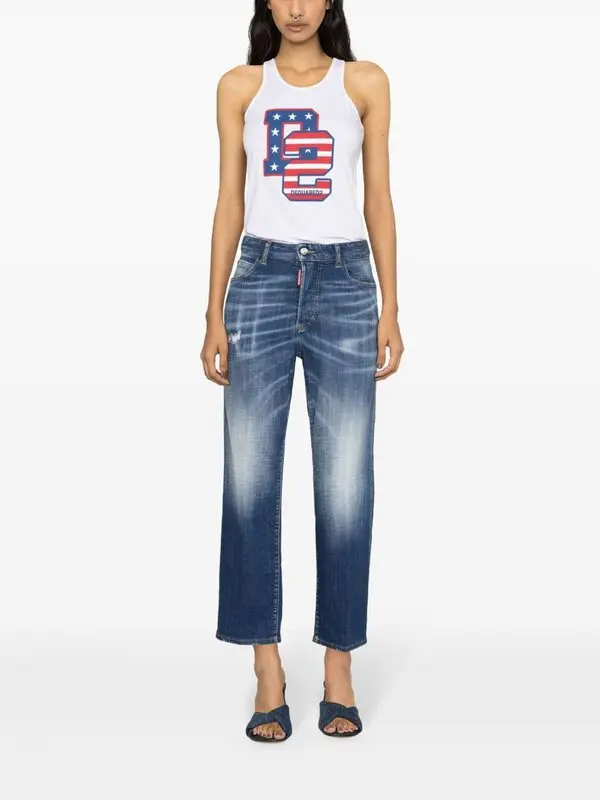 Dsquared2 Boston High-rise Cropped Jeans - Blue