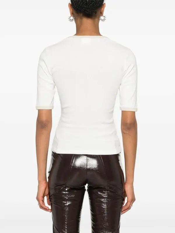 COURREGES Holistic Contrast Cotton T-shirt - White