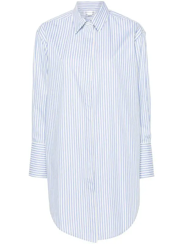 Victoria Beckham Striped Organic Cotton Shirt - Blue
