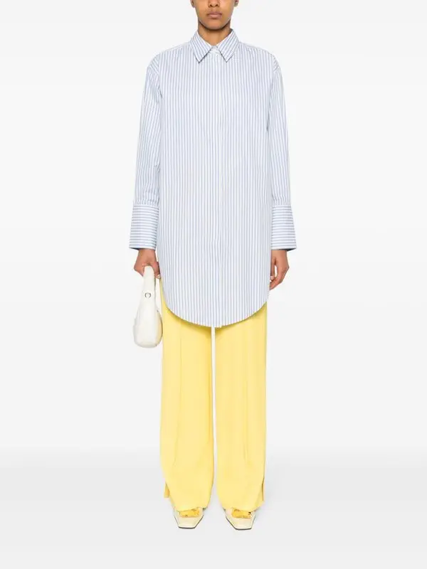 Victoria Beckham Striped Organic Cotton Shirt - Blue
