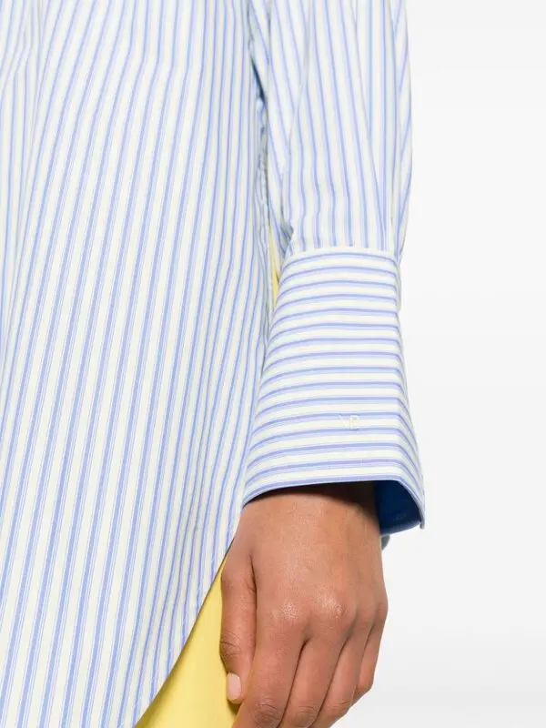 Victoria Beckham Striped Organic Cotton Shirt - Blue