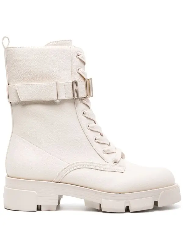 Guess Madox Logo-plaque Boots - Neutrals