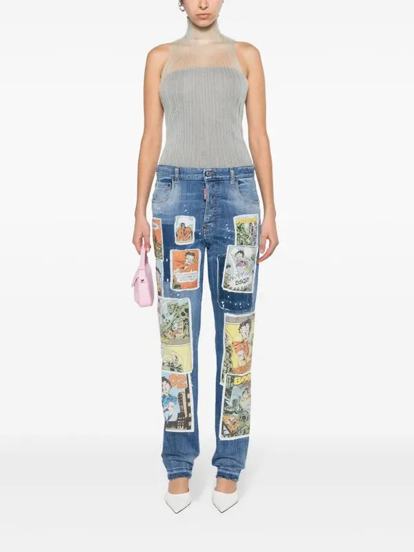 Dsquared2 Patch-detail Straight-leg Jeans