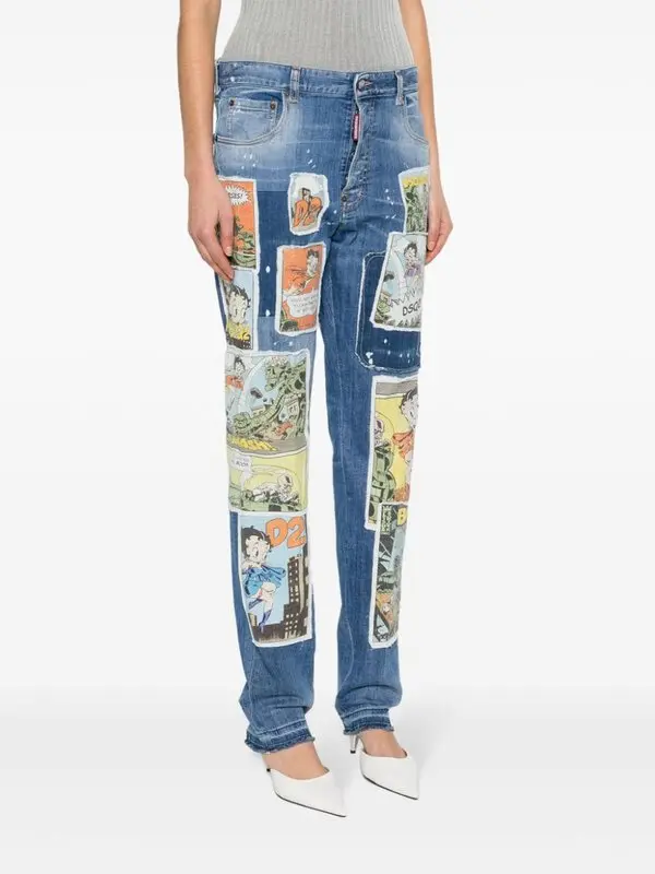 Dsquared2 Patch-detail Straight-leg Jeans