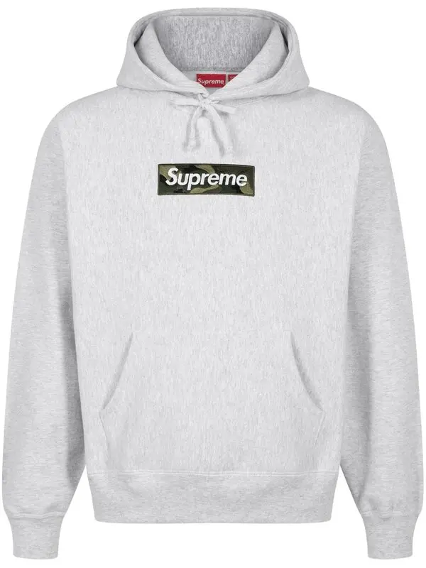 Supreme Box Logo Cotton Hoodie - Grey