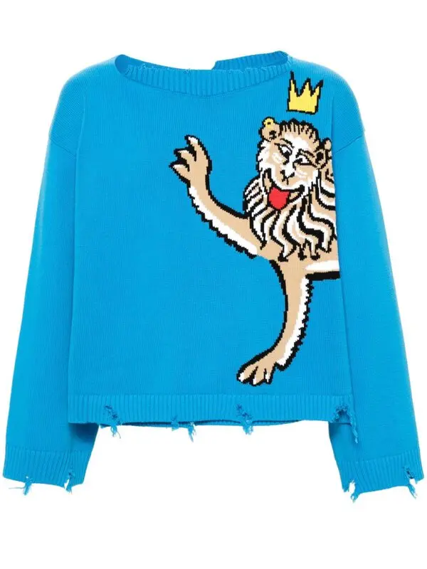 CHARLES JEFFREY Distressed Cotton Jumper - Blue