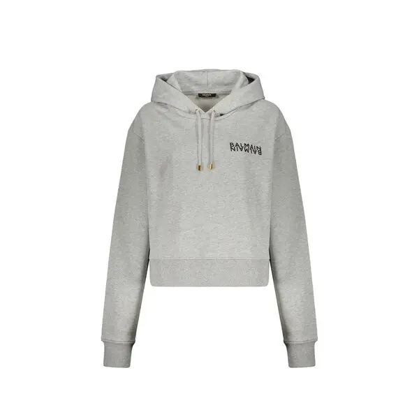Balmain Logo Hoodie - Gray