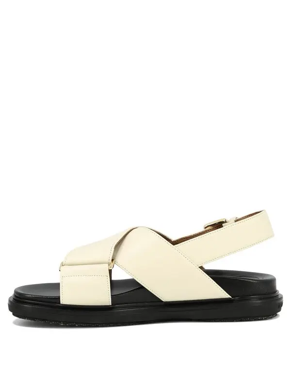 Marni Fussbett Smooth Leather Sandals - White