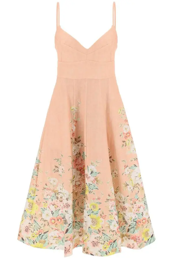 knee length dresses for ladies Pink Paisley Alchemy Structured Midi Dress main image 1