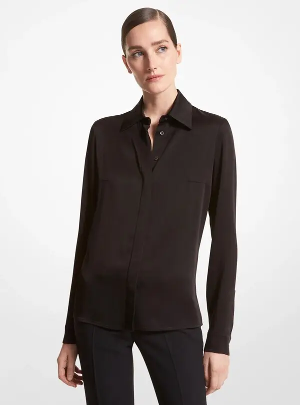 Michael Kors Hansen Charmeuse Shirt - Black