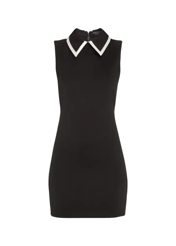 Alice + Olivia Wynell Collared Mini Dress - Black/off White