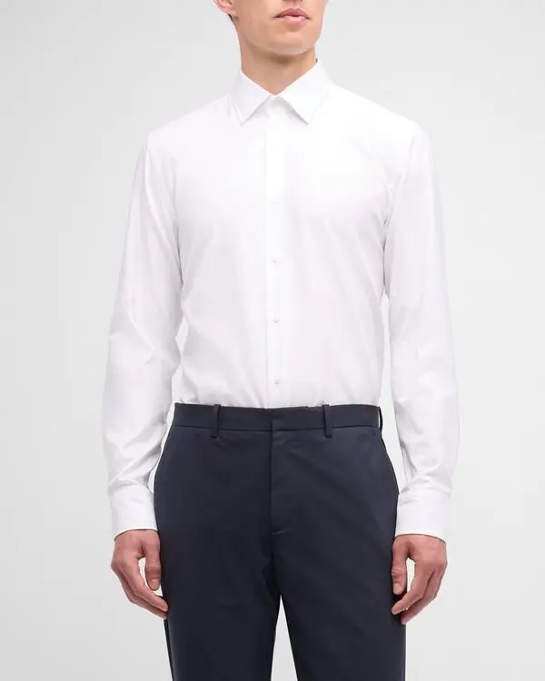 BOSS Slim-fit Textured Organic Cotton Dress Shirt - White