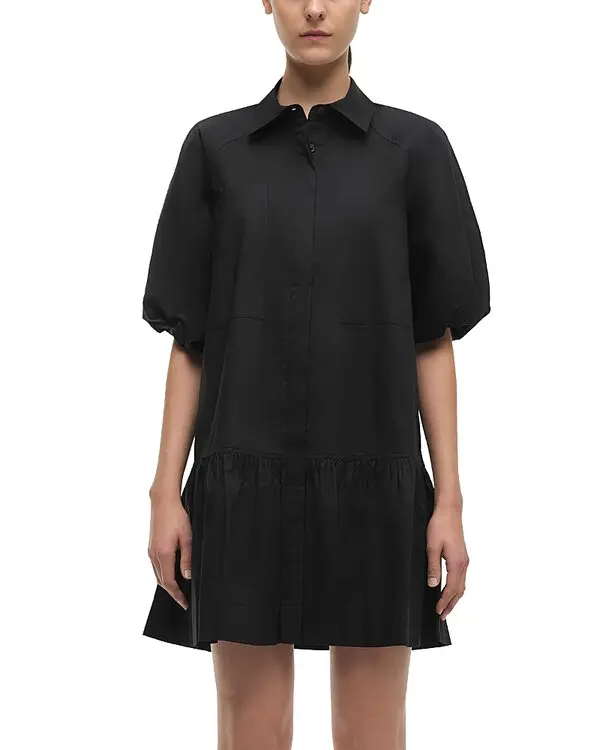 Simkhai Crissy Cotton Poplin Mini Dress - Black