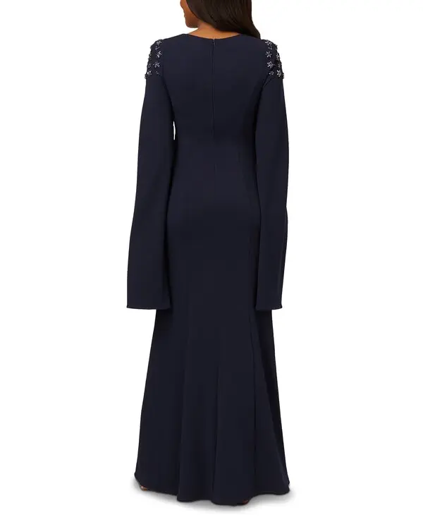 princess polly baby blue dress Adrianna Papell Beaded Cape Sleeve Gown In Midnight - 30% Off