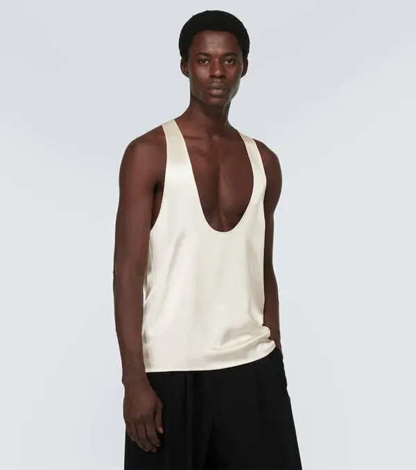 Saint Laurent Silk Satin CrêPe Tank Top - White | Editorialist