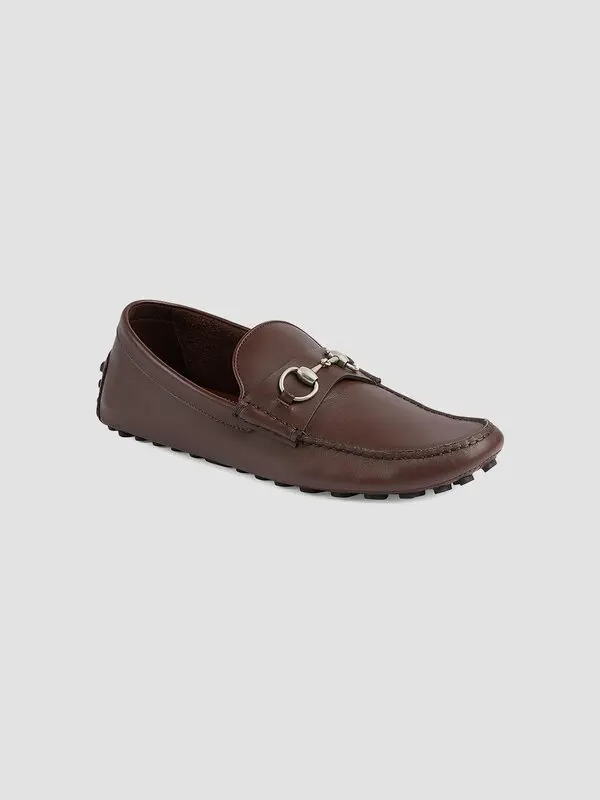 Gucci Byorn Leather Driving Loafers - Cocoa