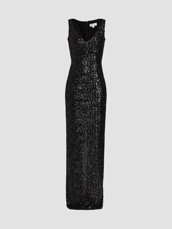 Michael Kors Sleeveless Sequined Gown - Black