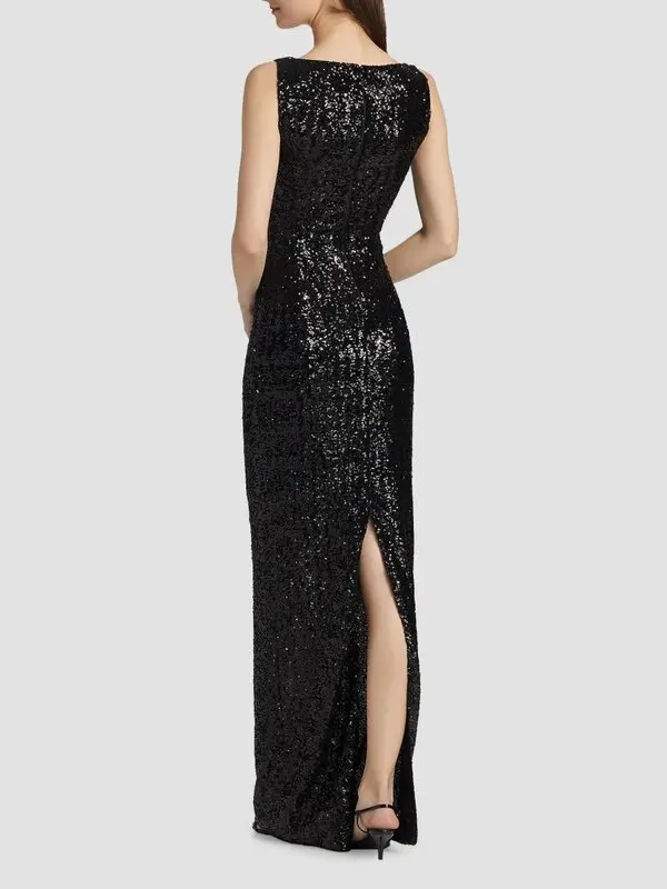 Michael Kors Sleeveless Sequined Gown - Black