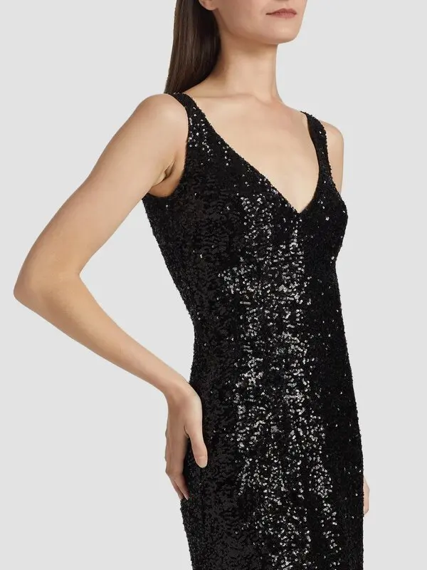 Michael Kors Sleeveless Sequined Gown - Black