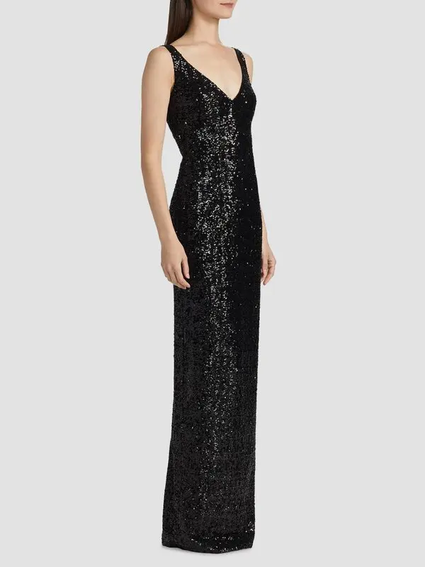 Michael Kors Sleeveless Sequined Gown - Black