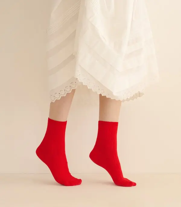 DÔEN Collégien Ankle Socks - Coquelicot
