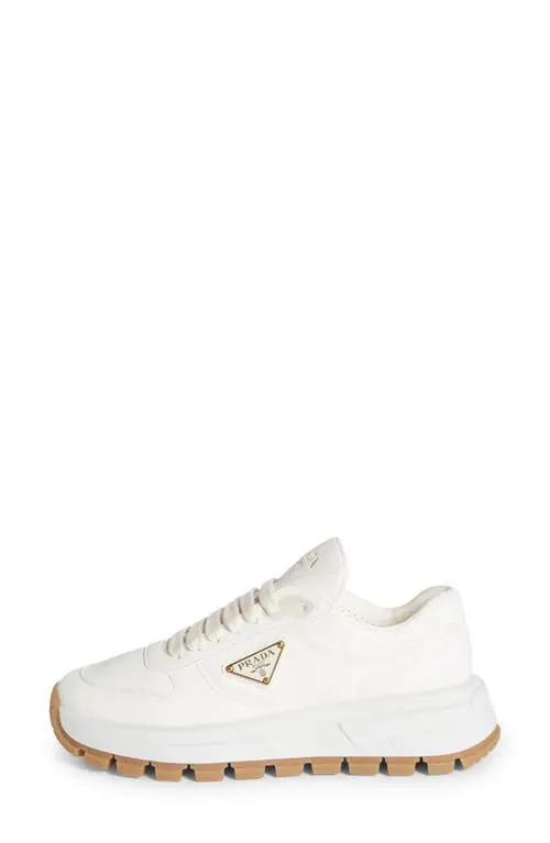 Prada Triangle Logo Lace-up Sneakers - Ivory