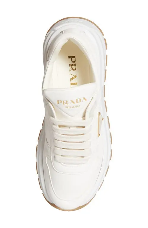Prada Triangle Logo Lace-up Sneakers - Ivory