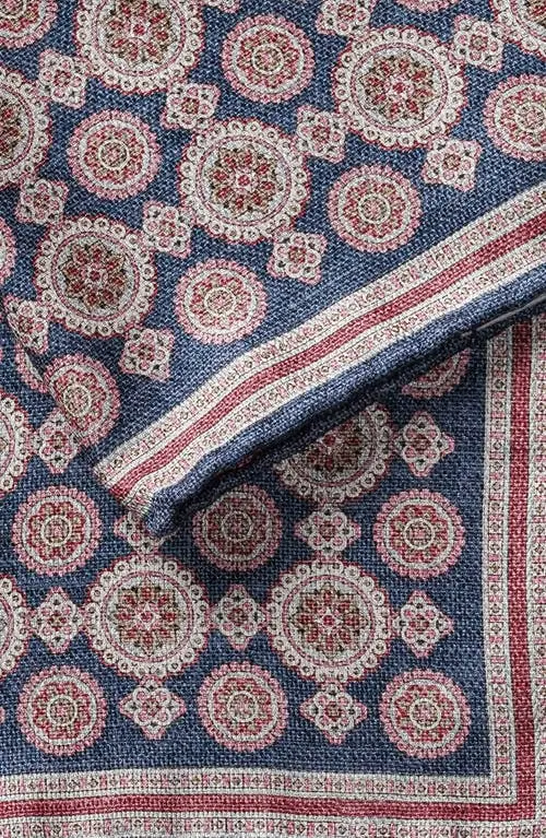 JACK VICTOR Selby Reversible Silk Pocket Square - Navy