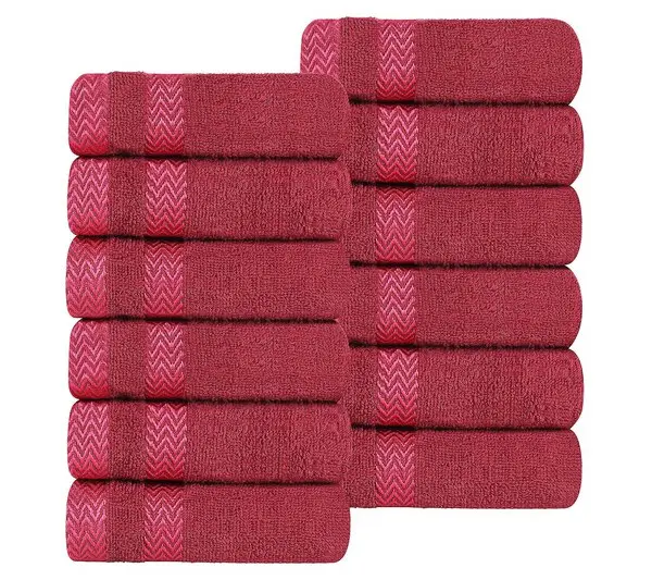 SUPERIOR Zero Twist Cotton Dobby Border Soft 12-pc Face Towels