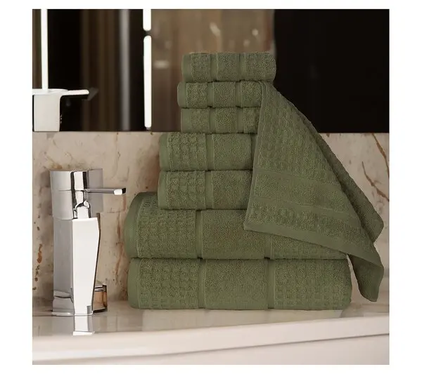 SUPERIOR Soft Zero Twist Cotton Waffle Honeycom B 8pc Towel Set - One-color