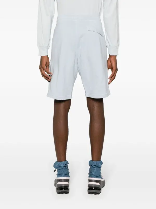 Stone Island Compass-appliqué Cotton Track Shorts - Blue