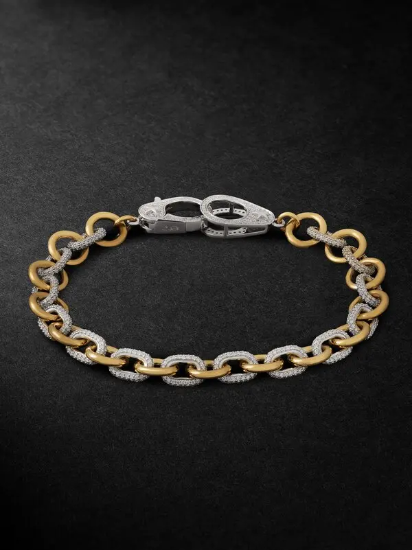 FOUNDRAE Midsized Mixed Link 18-karat And Diamond Bracelet - Gold