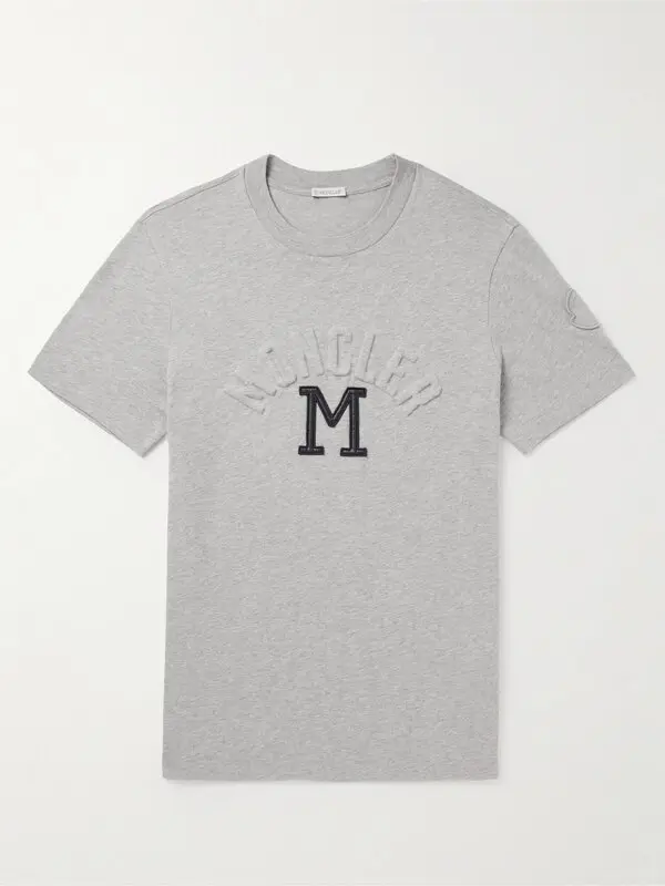 Moncler Logo-appliquéd Cotton-jersey T-shirt - Gray