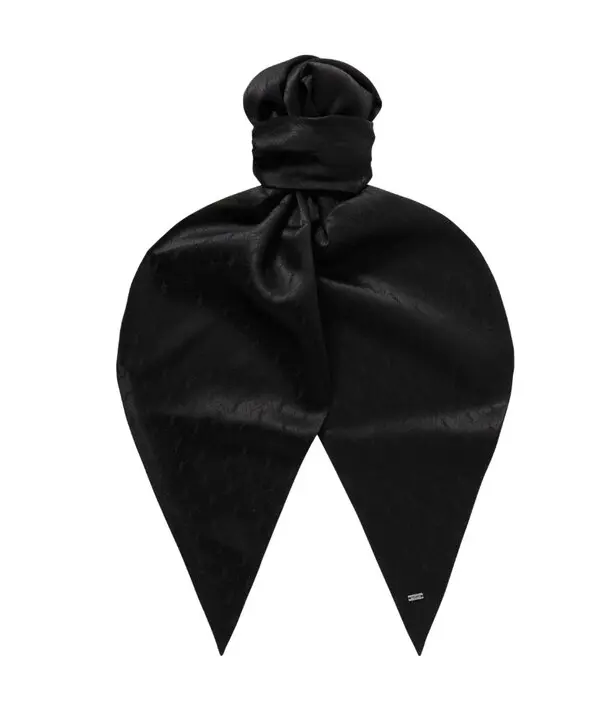 Saint Laurent Logo-embroidered Silk-jacquard Scarf - Black