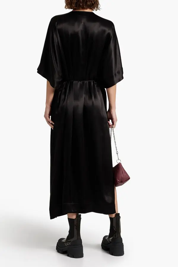 GANNI Printed Satin Midi Dress