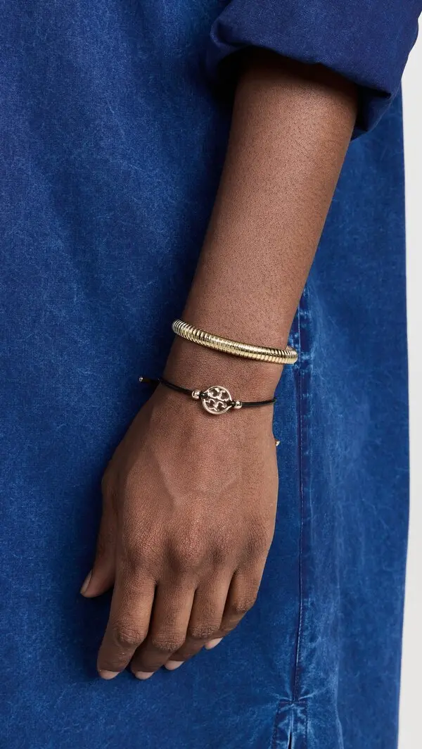 Tory Burch Logo Slider Bracelet - Tory Gold/black