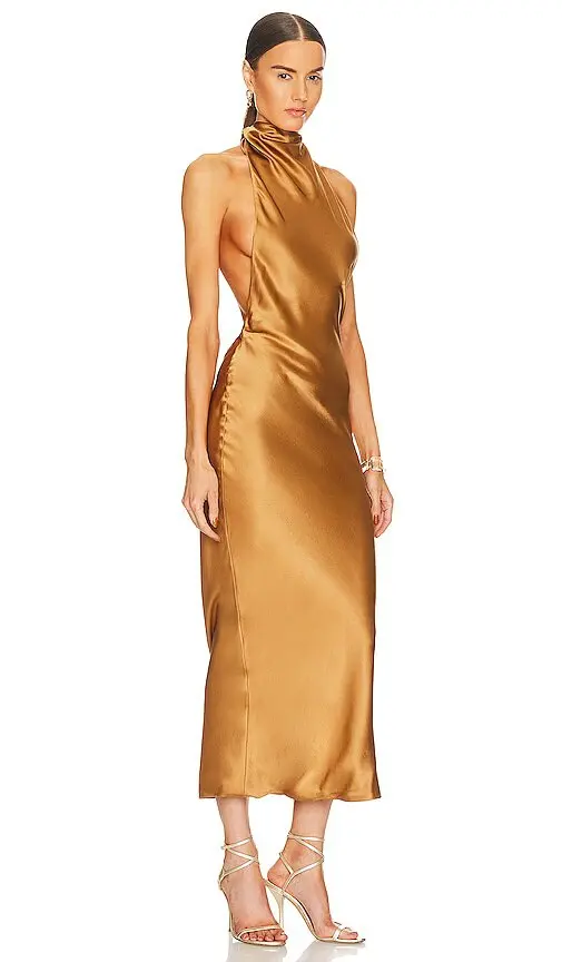 Aexae Silk Maxi Dress In Metallic Copper In Light Brown - 48% Off |  Editorialist