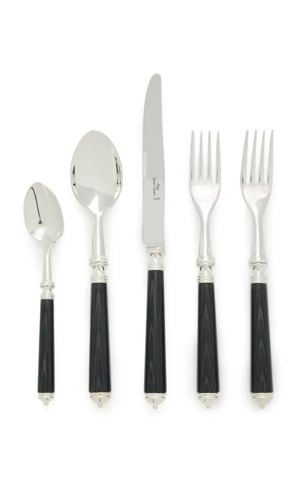 ALAIN SAINT-JOANIS Set-of-five Marbella Wood Silver-plated Silverware - Black
