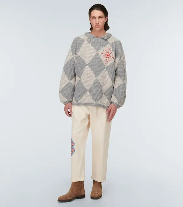 ADISH Embroidered Straight Cotton Pants