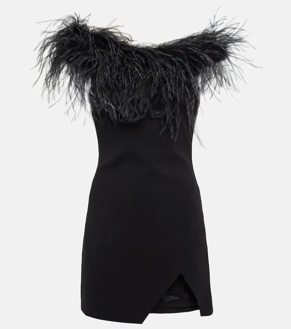 Giuseppe Di Morabito Feather-trimmed Mini Dress - Black