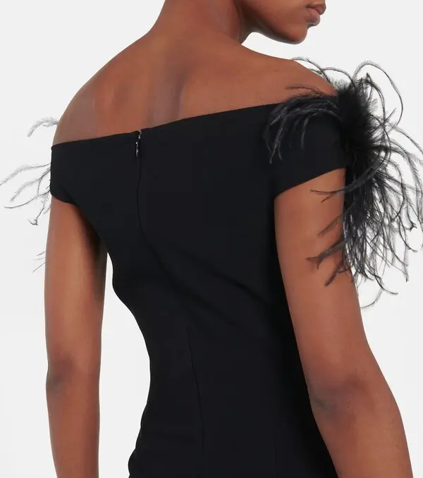 Giuseppe Di Morabito Feather-trimmed Off-shoulder Mini Dress