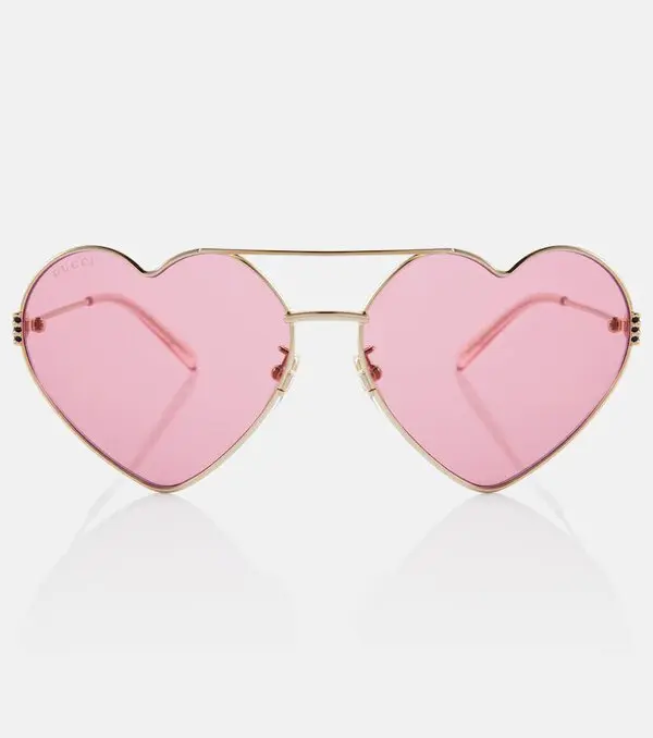 Gucci Heart Sunglasses - Gold