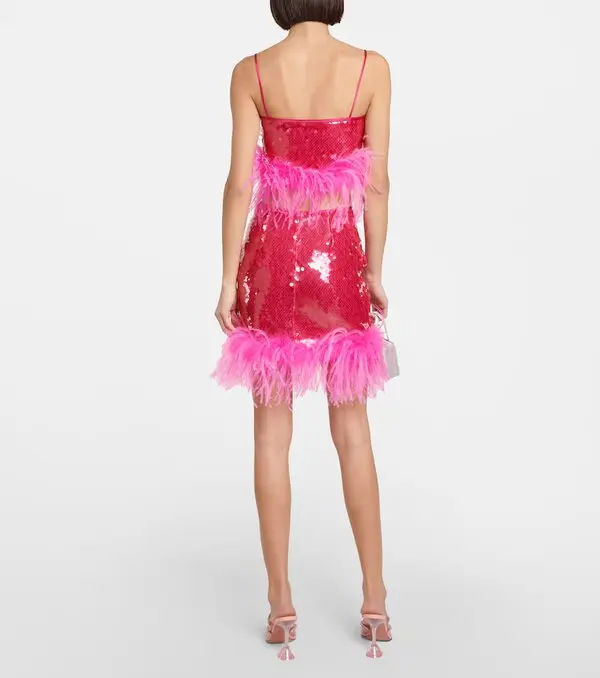 Giuseppe Di Morabito Sequined Feather-trimmed Crop Top - Pink