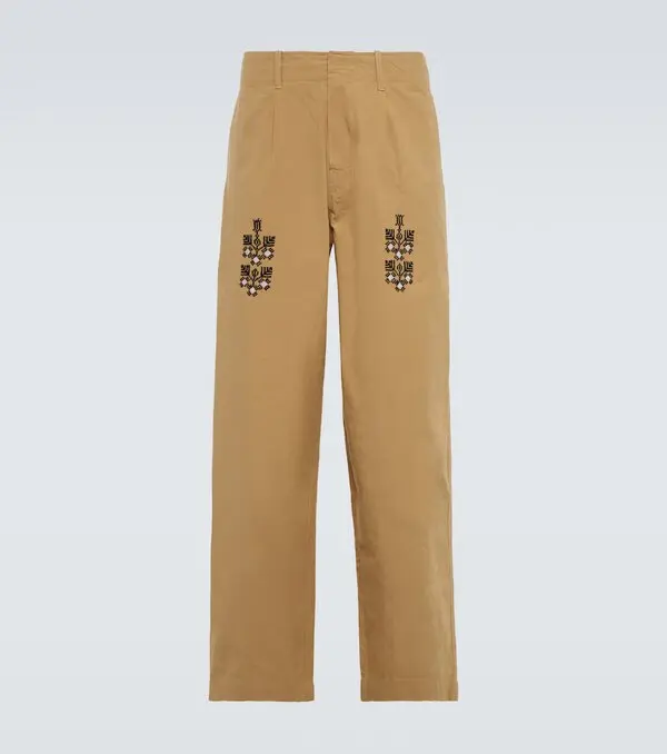 ADISH Qrunful Embroidered Cotton Ripstop Pants - Beige