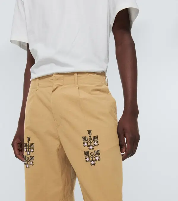 ADISH Qrunful Embroidered Cotton Ripstop Pants - Beige