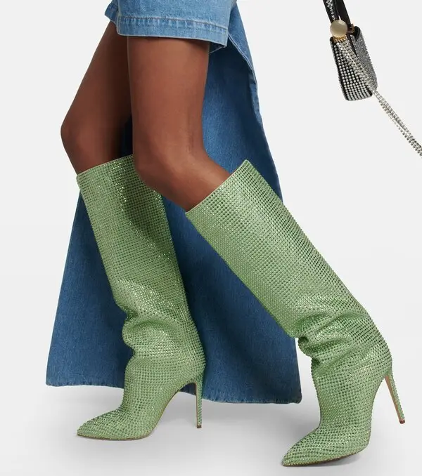 Paris Texas Holly Embellished Leather Knee-high Boots - Green