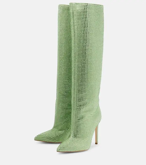 Paris Texas Holly Embellished Leather Knee-high Boots - Green