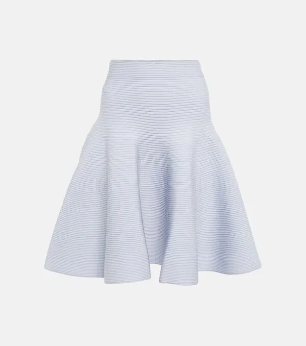 Alaïa Ribbed-knit Miniskirt - Blue